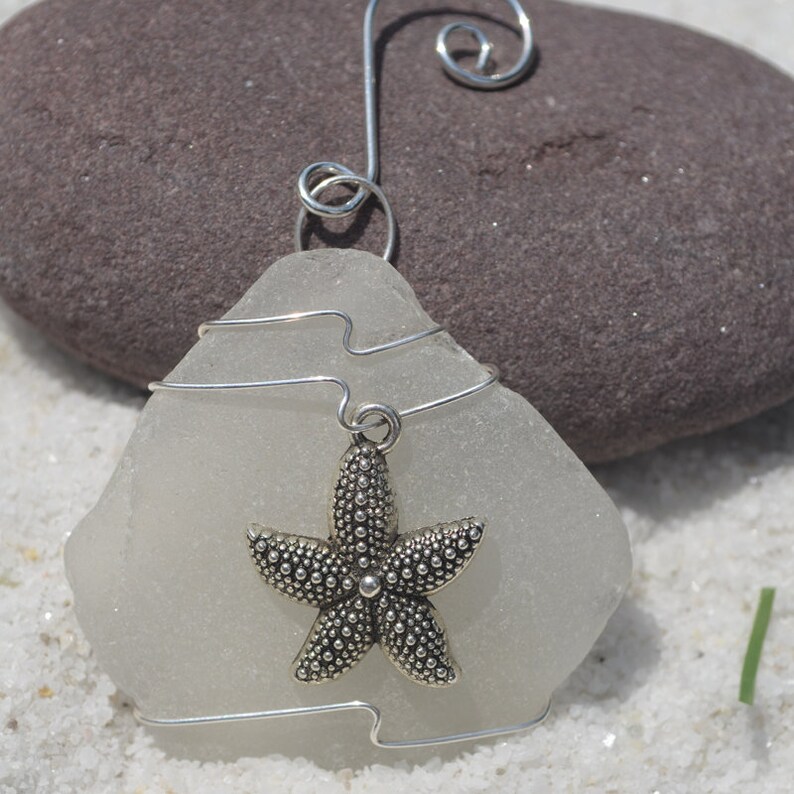 Custom Surf Tumbled Sea Glass Ornament With a Silver Starfish - Etsy