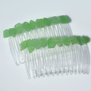 Genuine Kelly Green Sea Glass Hair Combs set of 2 - Etsy