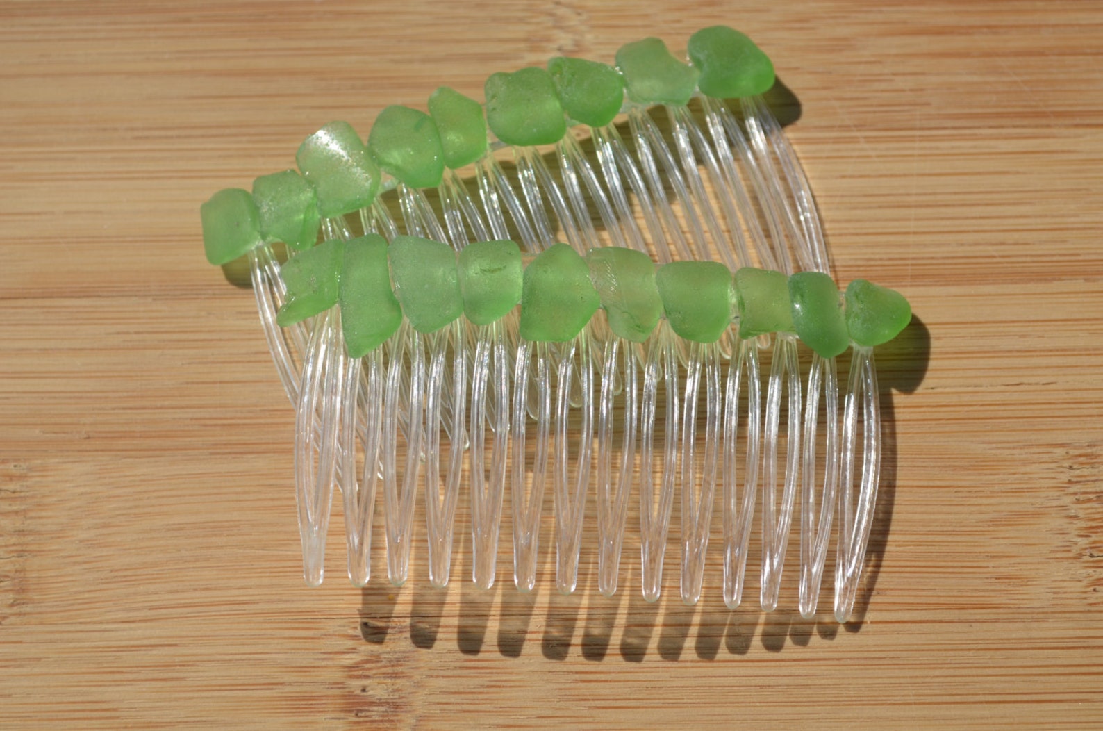 Genuine Kelly Green Sea Glass Hair Combs set of 2 - Etsy