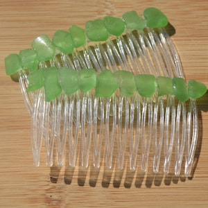 Genuine Kelly Green Sea Glass Hair Combs set of 2 - Etsy