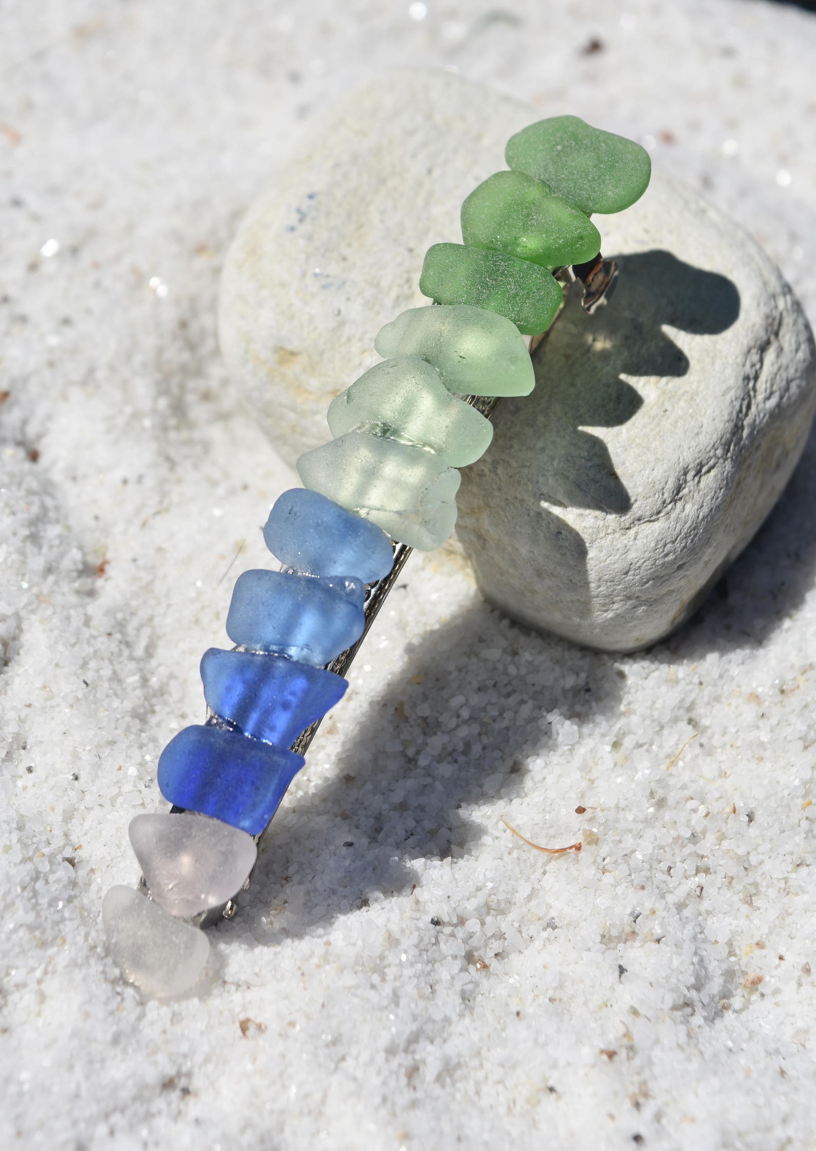 Genuine Surf Tumbled Rainbow Sea Glass French Barrette Hair | Etsy