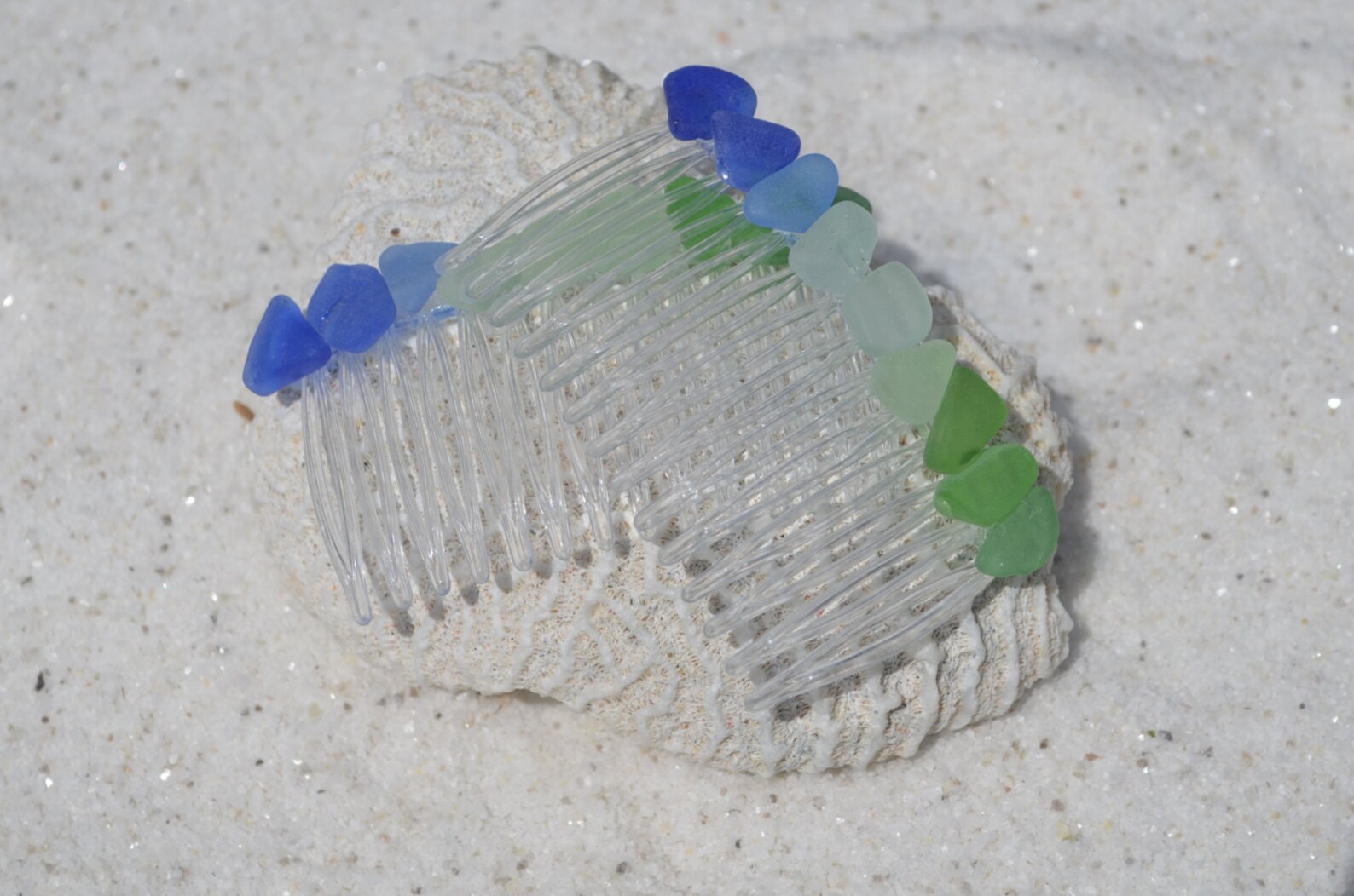 Genuine Sea Glass Hair Combs in a Rainbow of Colors set of 2 - Etsy