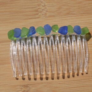 Genuine Cobalt Blue and Kelly Green Sea Glass Hair Comb - Etsy