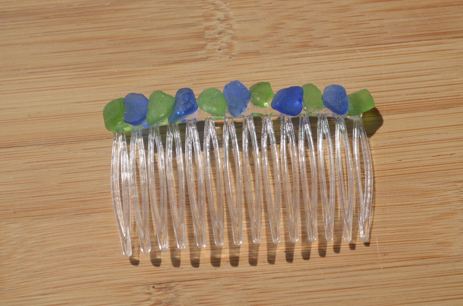 Genuine Cobalt Blue and Kelly Green Sea Glass Hair Comb - Etsy