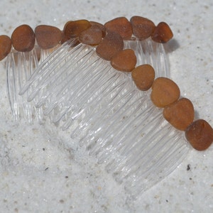 Genuine Brown Sea Glass Hair Combs (set of 2) - Etsy
