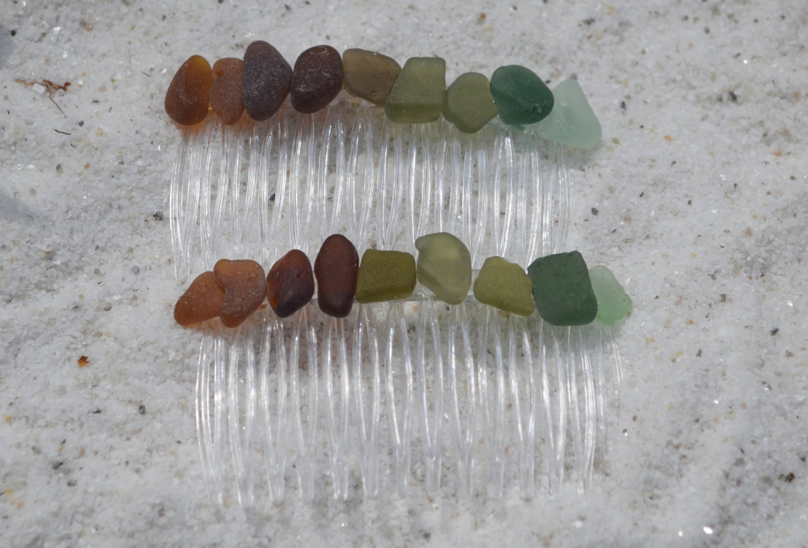 Gorgeous Genuine Colorful Sea Glass Hair Combs QTY of 2 - Etsy