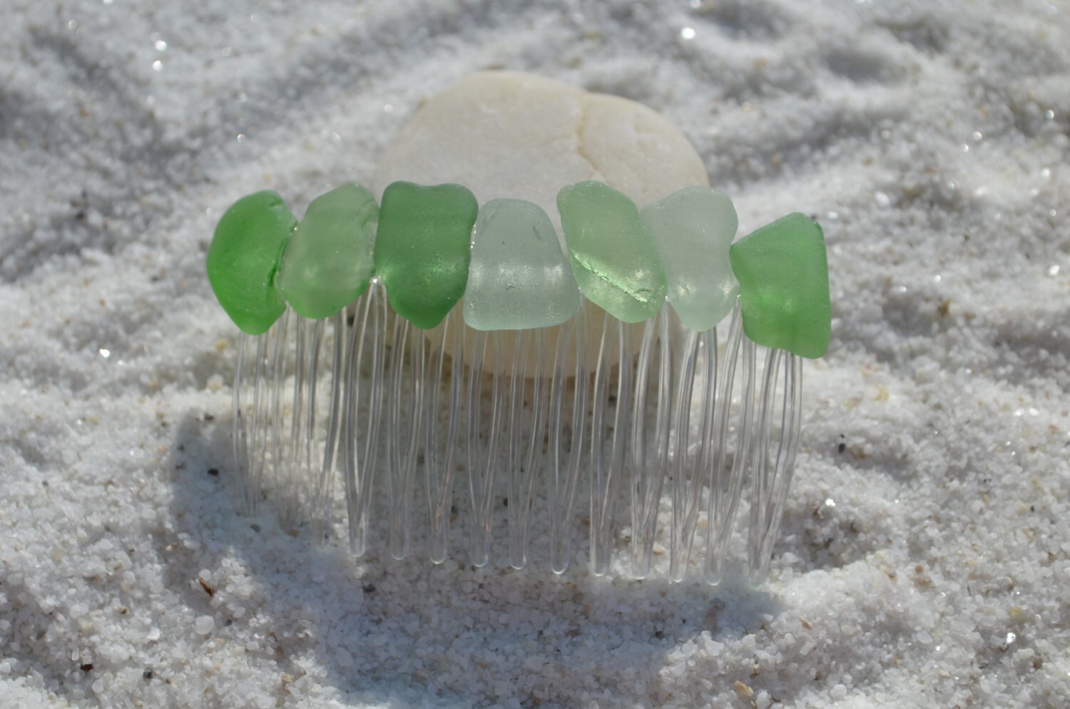 Green Sea Glass Hair Comb - Etsy