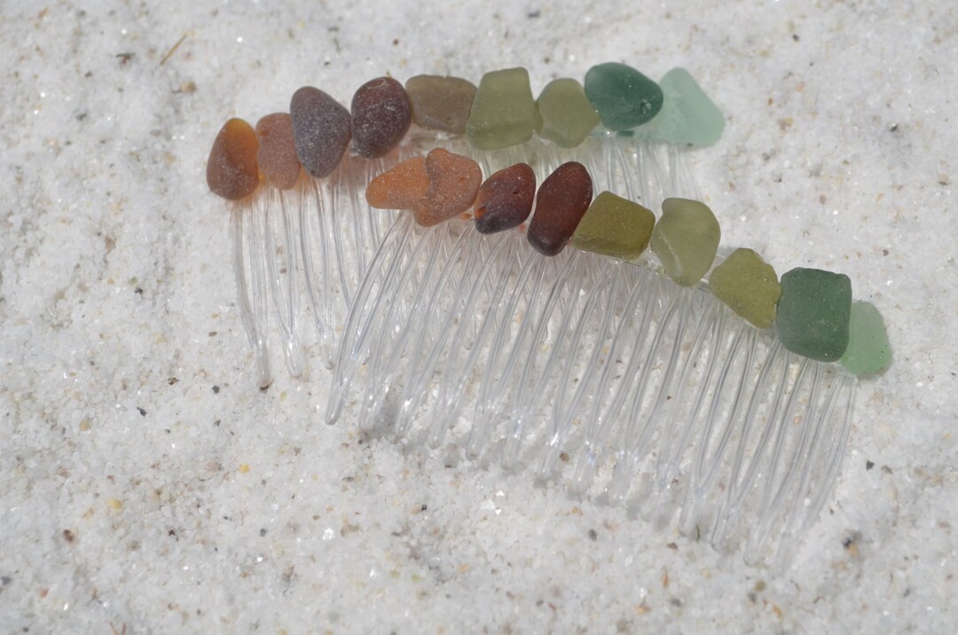 Gorgeous Genuine Colorful Sea Glass Hair Combs (QTY of 2) - Etsy
