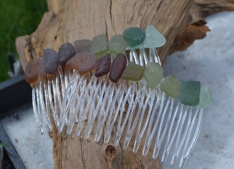 Gorgeous Genuine Colorful Sea Glass Hair Combs (QTY of 2) - Etsy