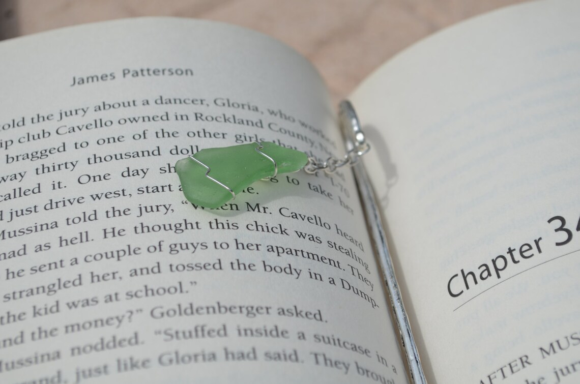 Handwrapped Pale Green Sea Glass Bookmark - Etsy