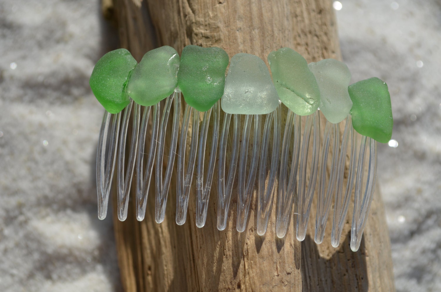 Green Sea Glass Hair Comb - Etsy