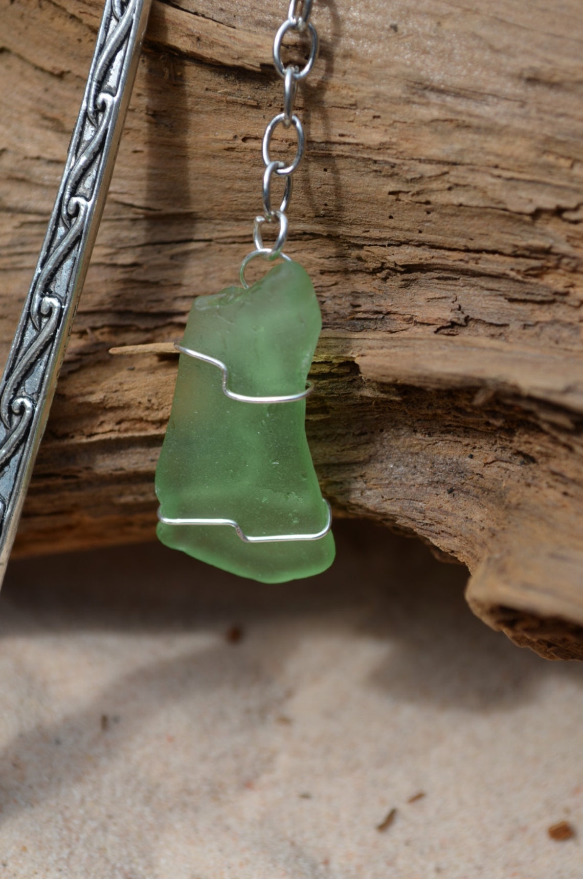 Handwrapped Pale Green Sea Glass Bookmark - Etsy