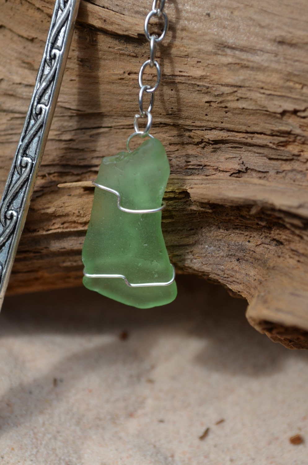 Handwrapped Pale Green Sea Glass Bookmark - Etsy