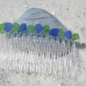 Genuine Cobalt Blue and Kelly Green Sea Glass Hair Comb - Etsy