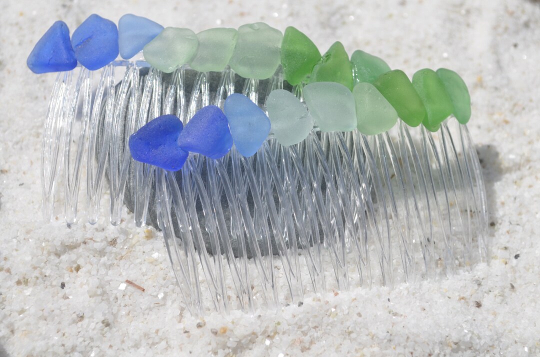 Genuine Sea Glass Hair Combs in a Rainbow of Colors (set of 2) - Etsy