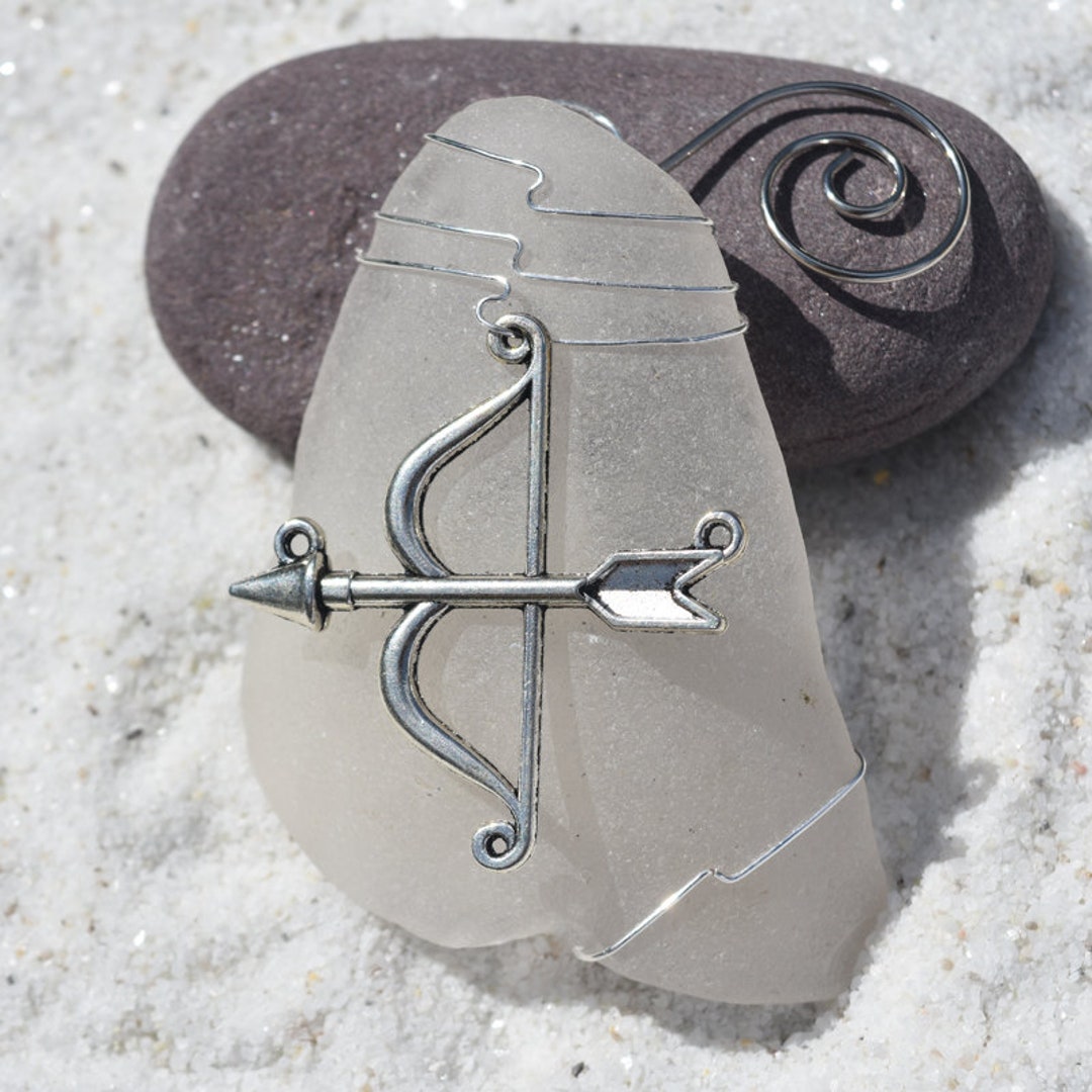 Custom Surf Tumbled Sea Glass Ornament With a Silver Bow and Arrow ...