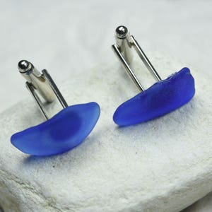 Custom Genuine Surf Tumbled Cobalt Blue Sea Glass Cufflinks - Etsy