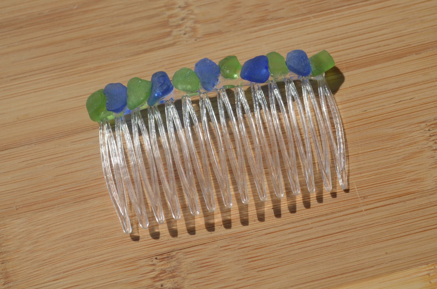 Genuine Cobalt Blue and Kelly Green Sea Glass Hair Comb - Etsy