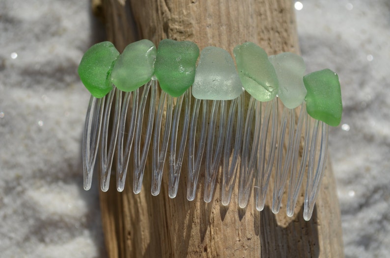 Green Sea Glass Hair Comb | Etsy
