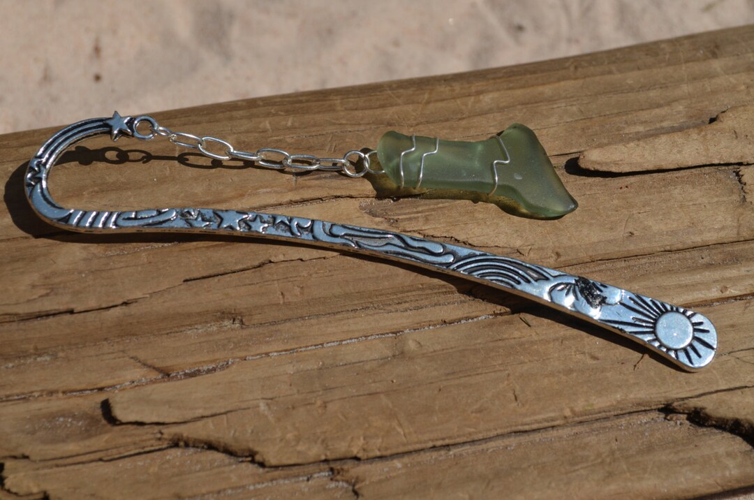 Olive Green Sea Glass Bookmark - Etsy