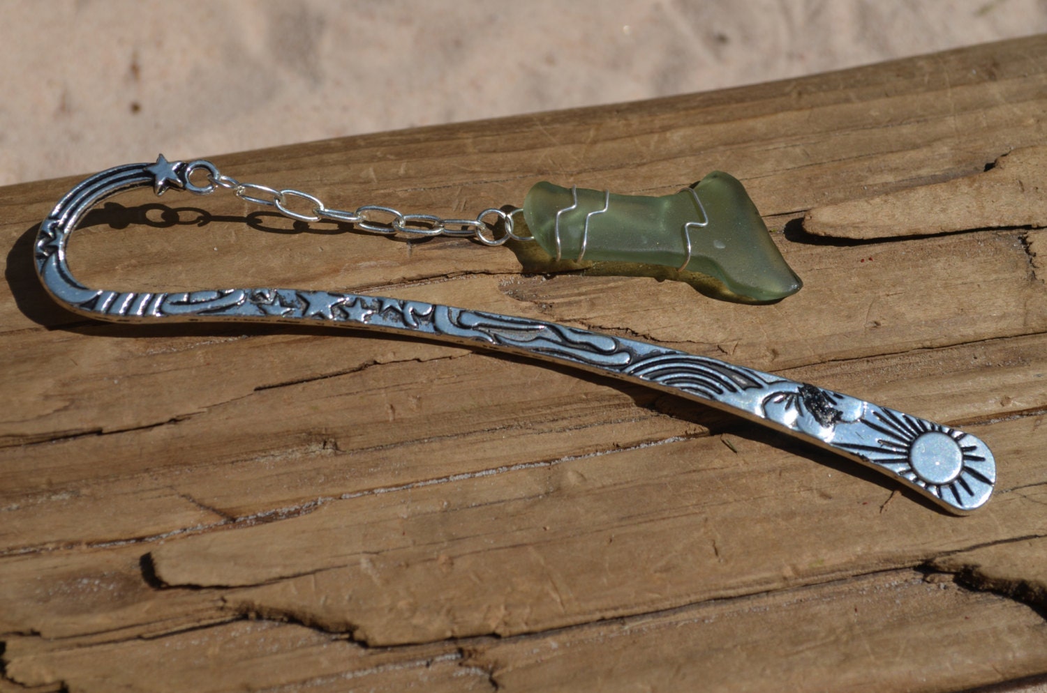Olive Green Sea Glass Bookmark - Etsy