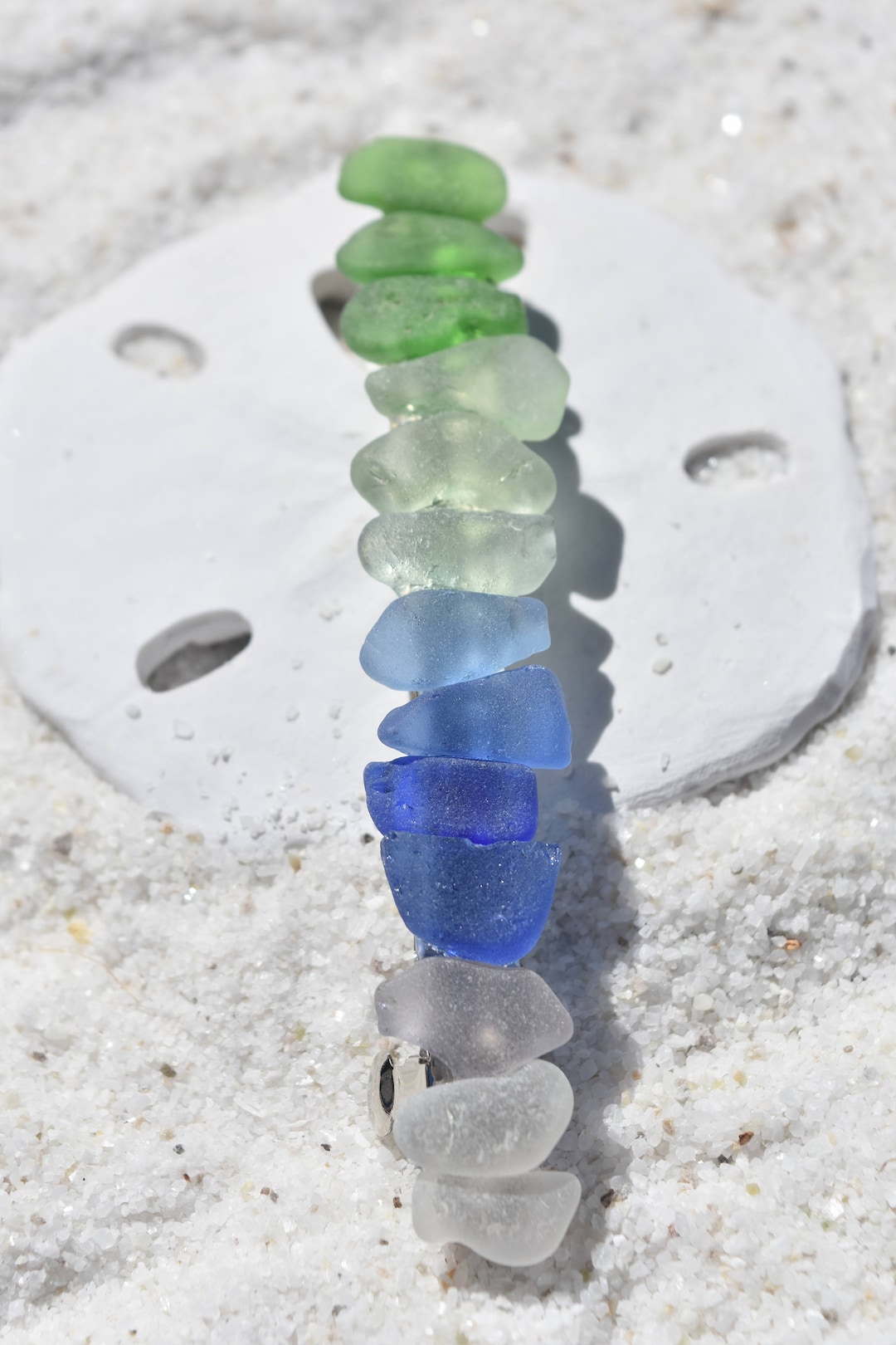 Genuine Surf Tumbled Rainbow Sea Glass French Barrette Hair Clip 4 or ...