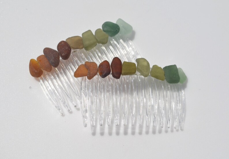 Gorgeous Genuine Colorful Sea Glass Hair Combs (QTY of 2) - Etsy