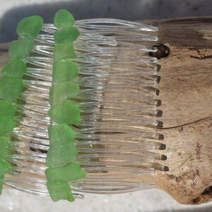 Genuine Kelly Green Sea Glass Hair Combs set of 2 - Etsy