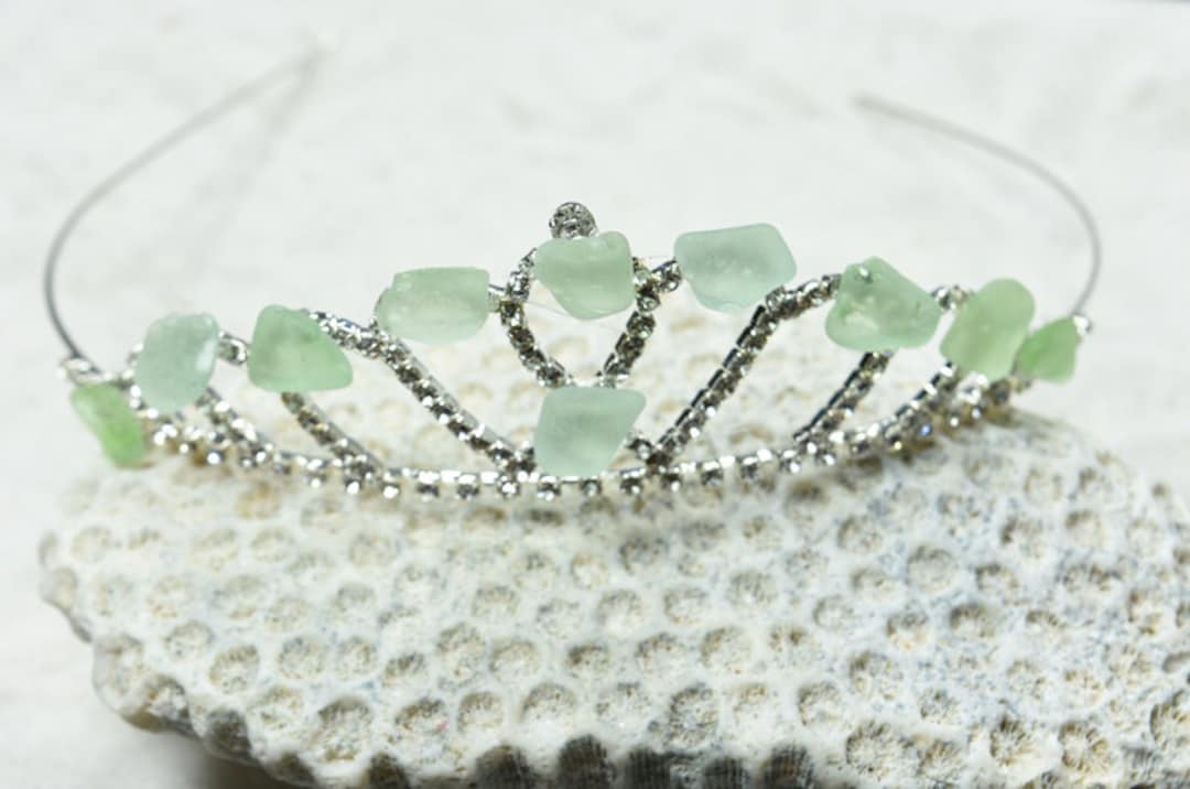 Shades of Aqua and Sea Foam Sea Glass Mermaid Princess Crown or Tiara ...