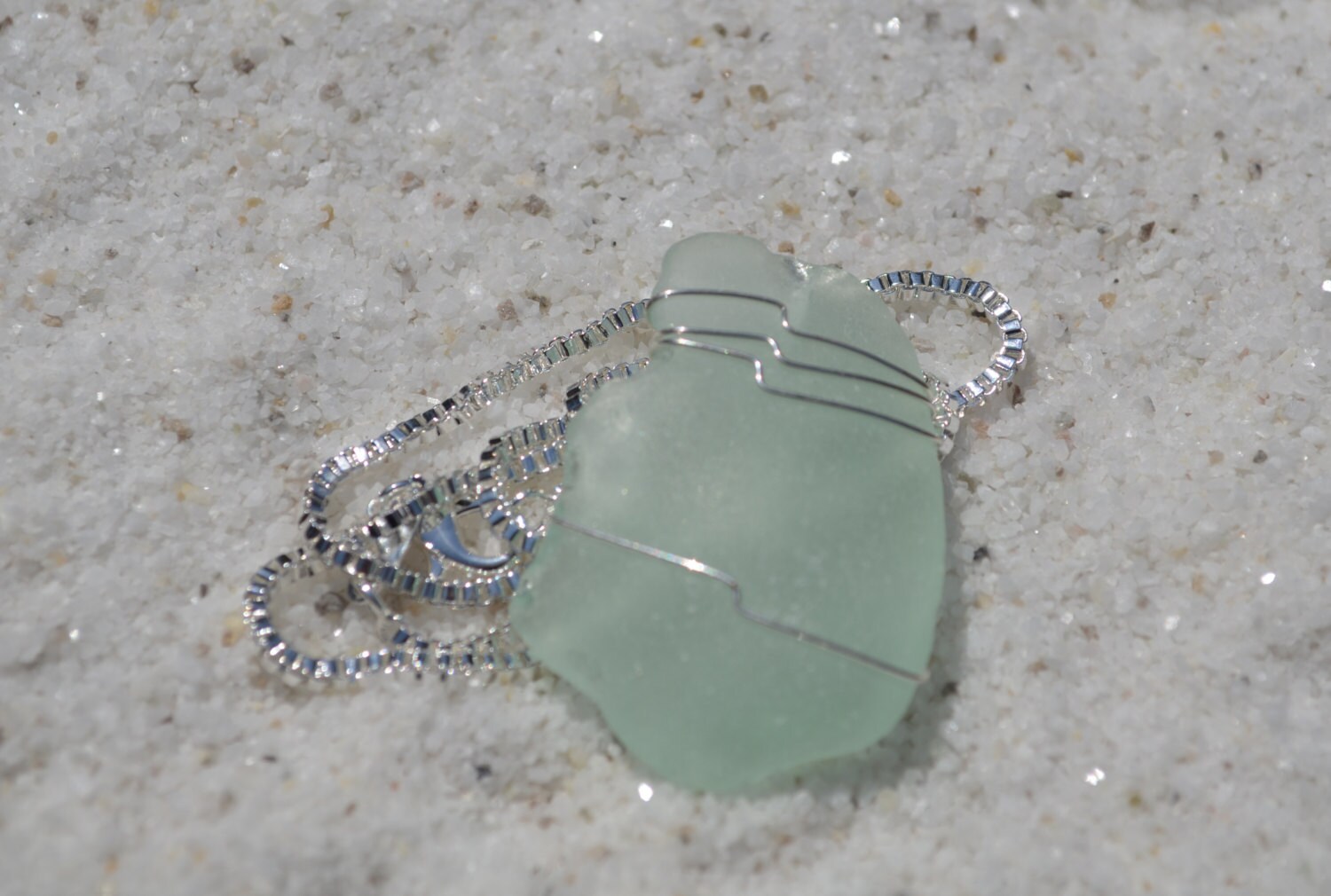 Genuine Curved Light Aqua Wire Wrapped Sea Glass Pendant and - Etsy