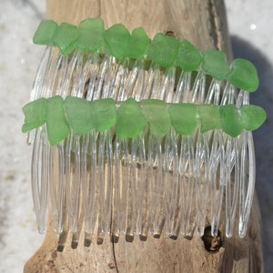 Genuine Kelly Green Sea Glass Hair Combs set of 2 - Etsy