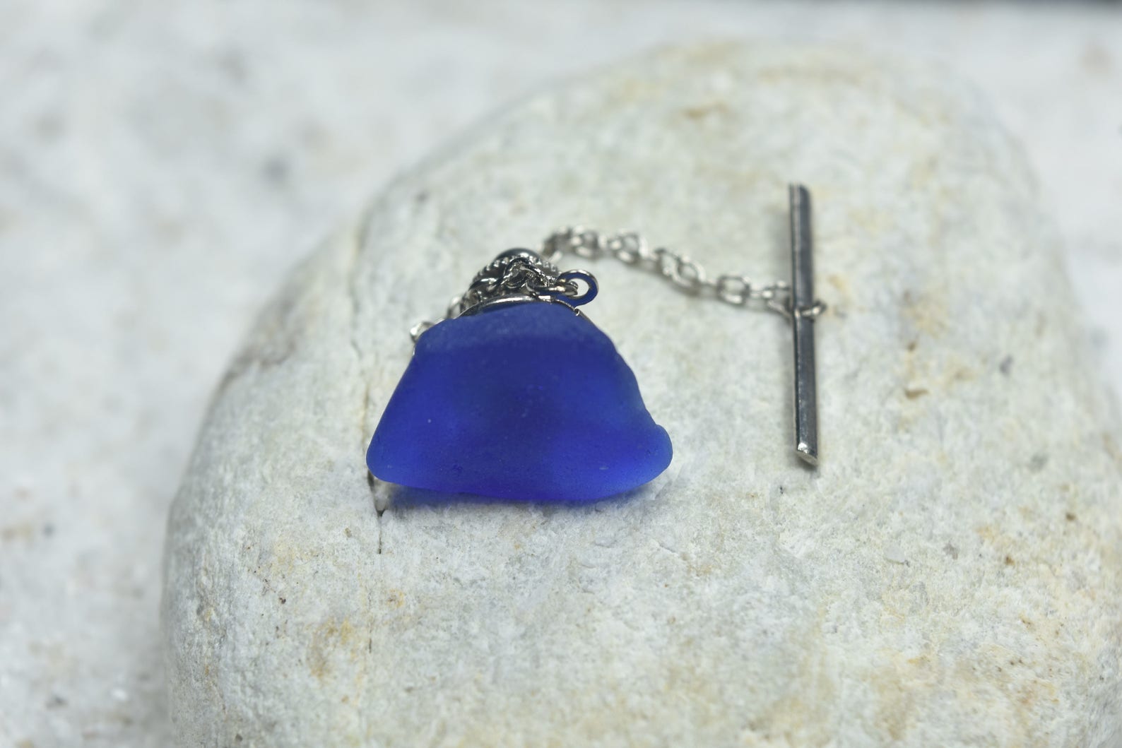 Custom Genuine Surf Tumbled Blue Sea Glass Tie Tack Quantity | Etsy