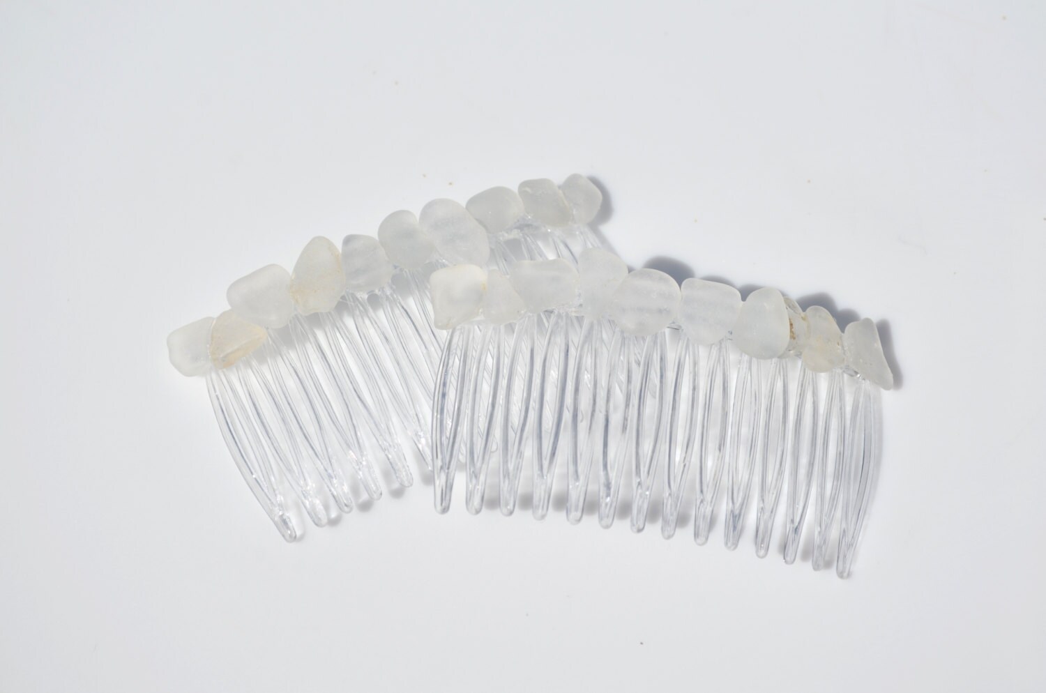 Genuine Frosted White Sea Glass Hair Comb set of 2 - Etsy
