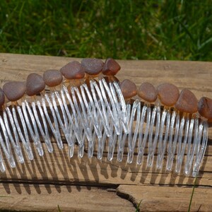 Genuine Brown Sea Glass Hair Combs (set of 2) - Etsy
