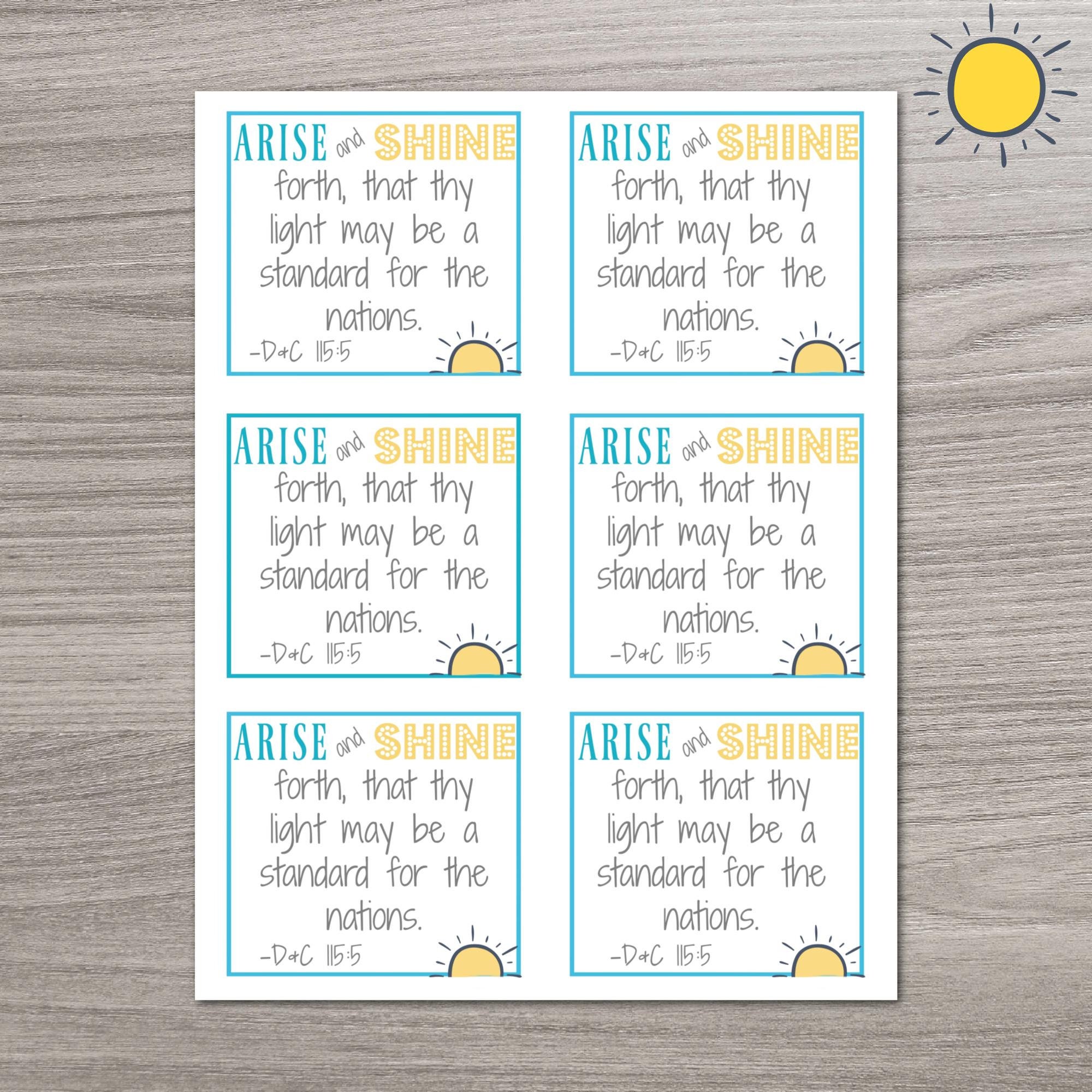Printable "arise and Shine Forth" YW Handout, Glow Stick Handout, Girls ...