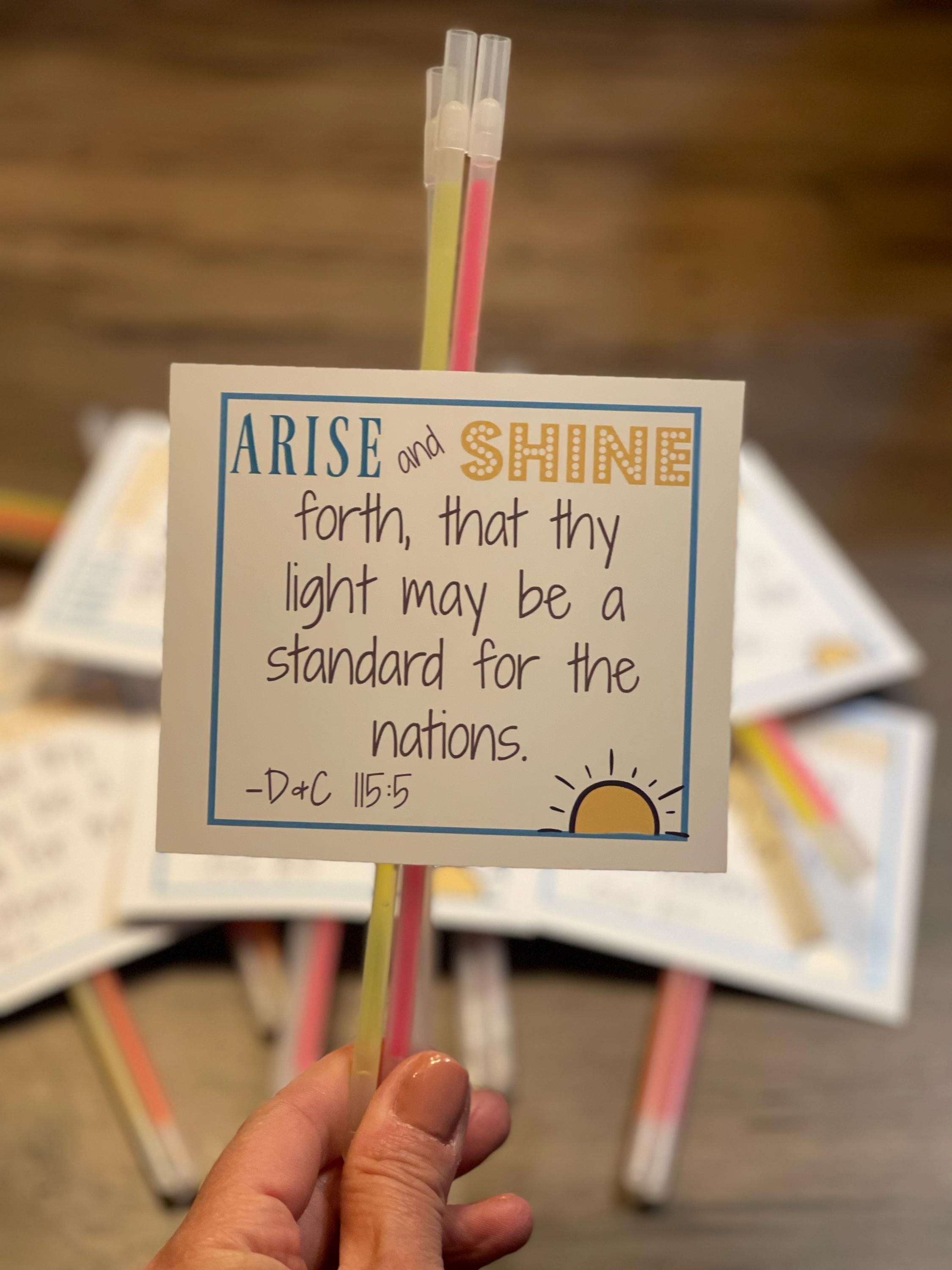 Printable "arise and Shine Forth" YW Handout, Glow Stick Handout, Girls ...