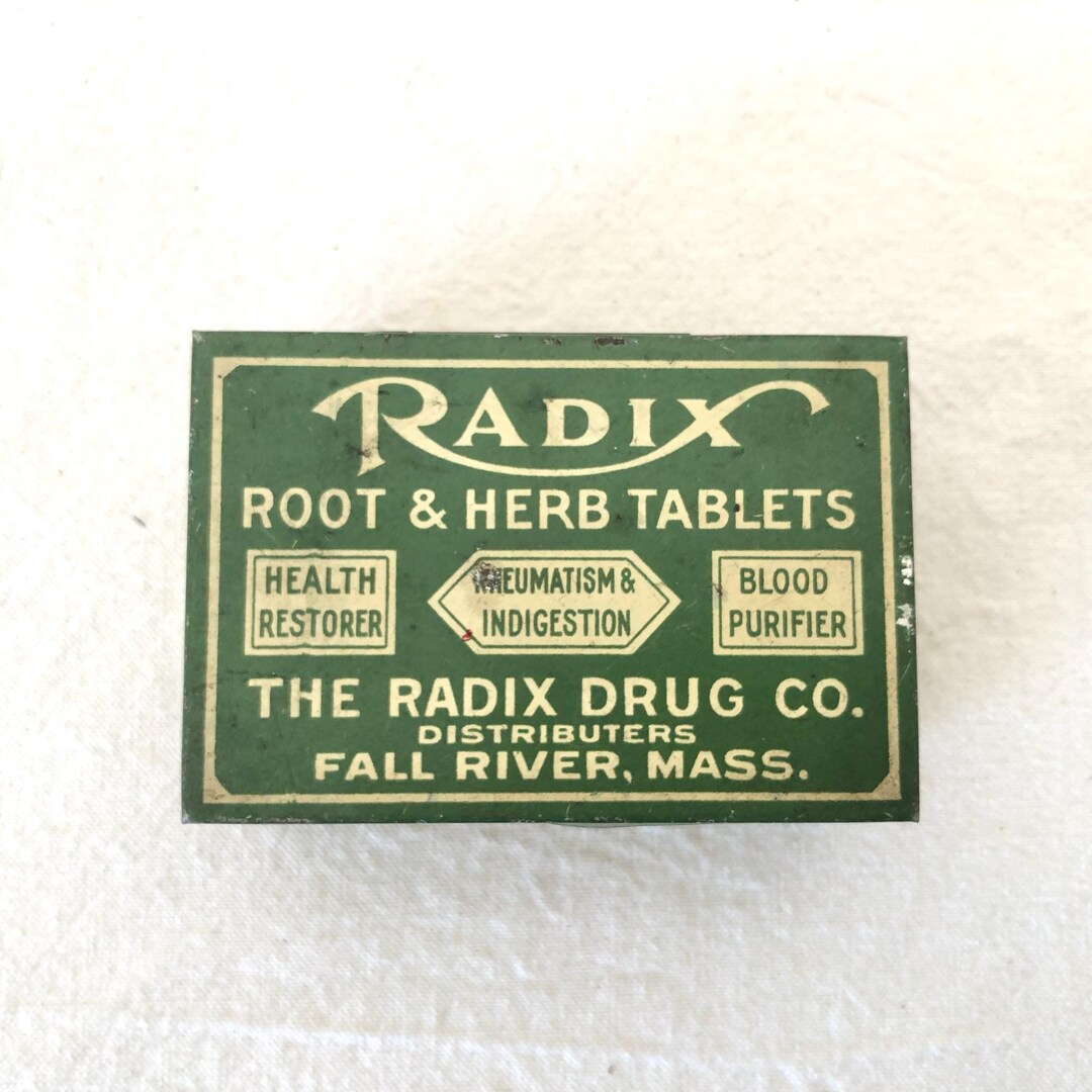 Vintage Rare Laxative Tin - Radix Root & Herb Tablets Fall River MA Tin ...