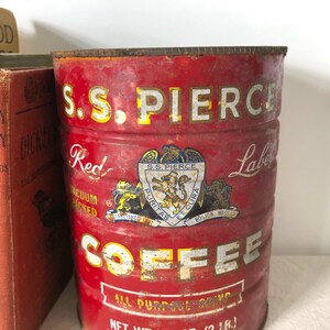 Vintage S S Pierce Coffee Can Red Label Boston MA Coffee Tin Can - Etsy