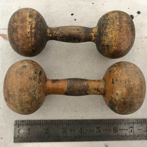 Antique Wood Dumbbell Barbell Vintage Wooden Dumbbells Vintage Wooden ...