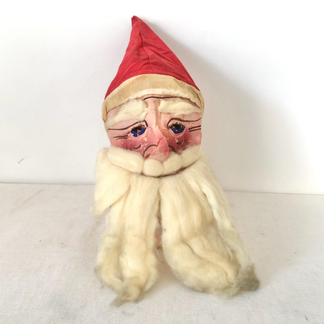 Vintage Santa Claus Gauze Mask - Wall Hanging - Prop - Christmas Decor ...