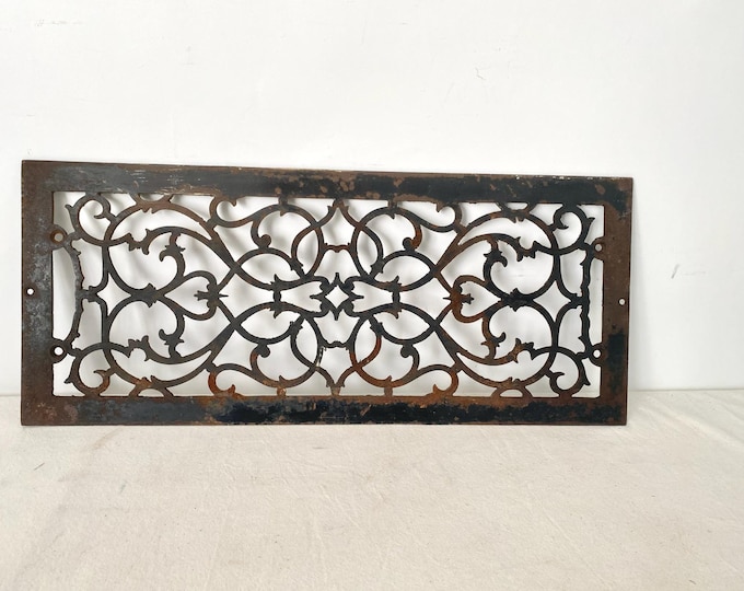 Antique Architectural Salvage Metal Heating Grate - Vintage Rectangle ...