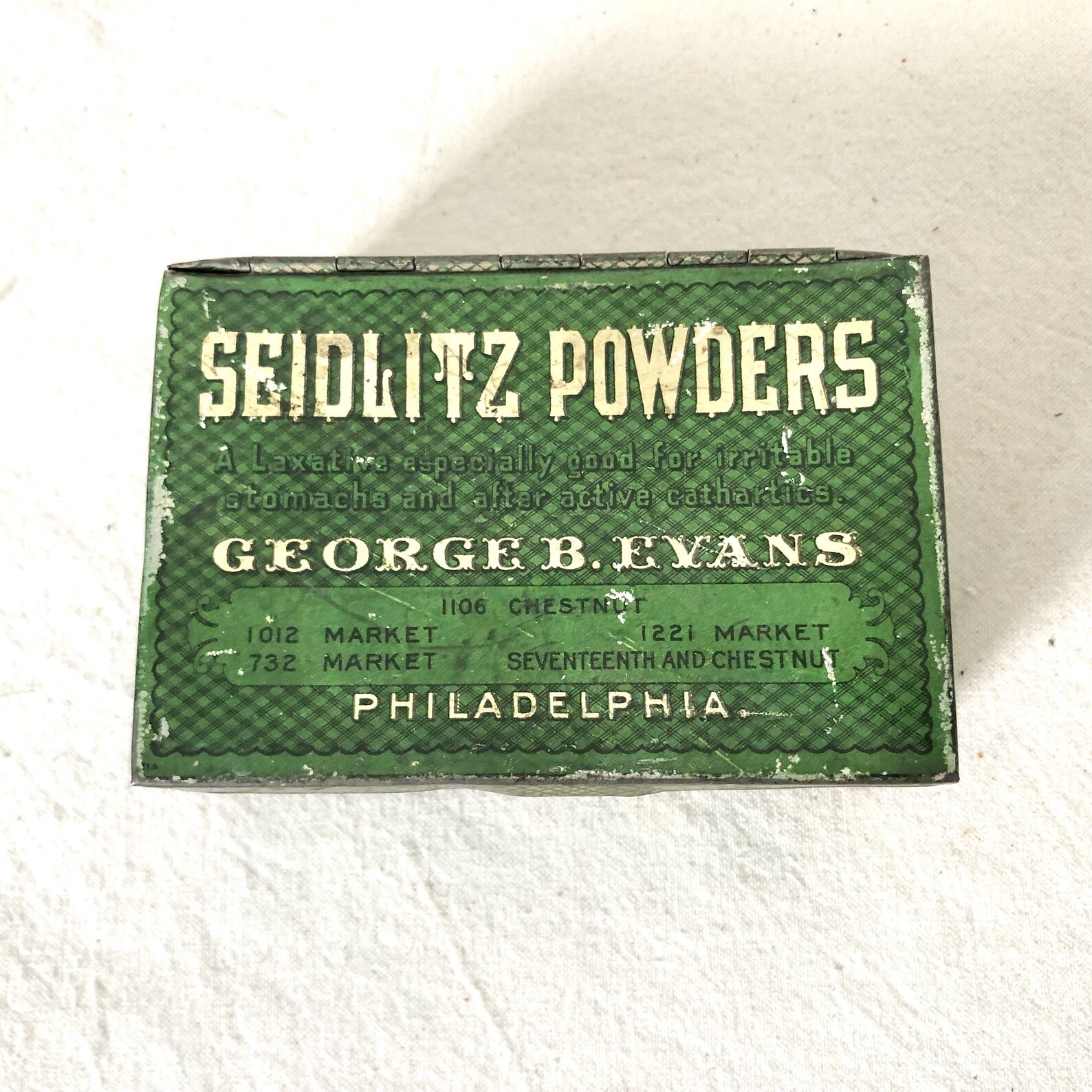 Laxative Tin - Vintage George B. Evans Seidlitz Powders Laxative Tin ...