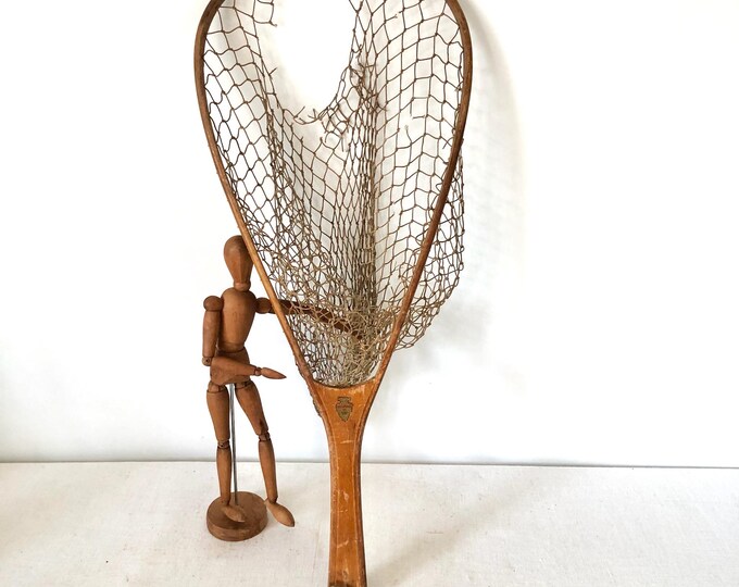 Vintage Ed Cummings Trout Wood Frame Fishing Net With Cotton Netting ...