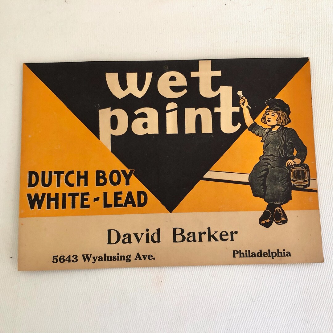 Vintage Dutch Boy Wet Paint Card Stock Sign - NOS Original Cardboard ...