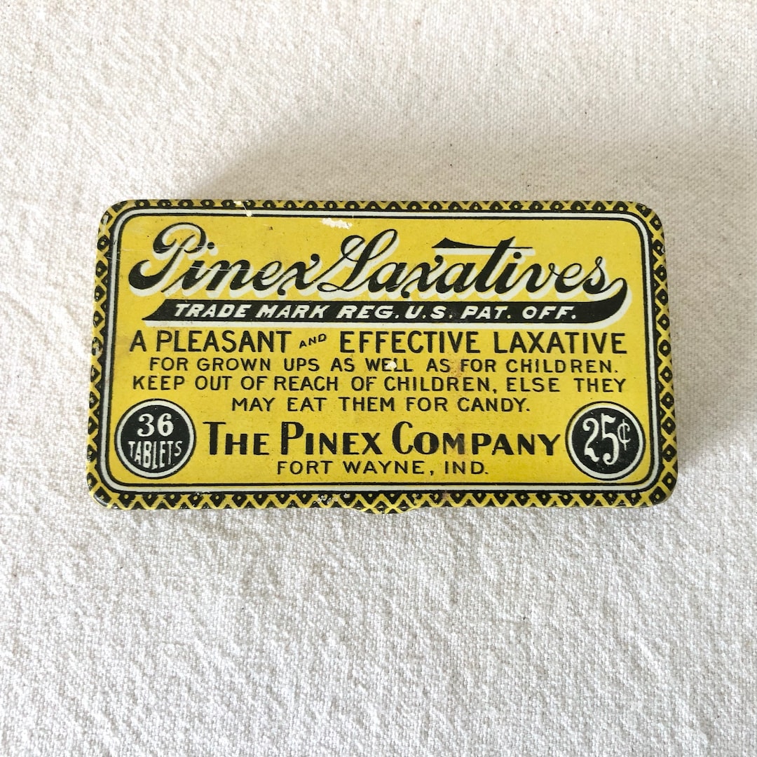 Vintage Pinex Laxatives Tin Laxative Medical Tin Display Bathroom Tin ...