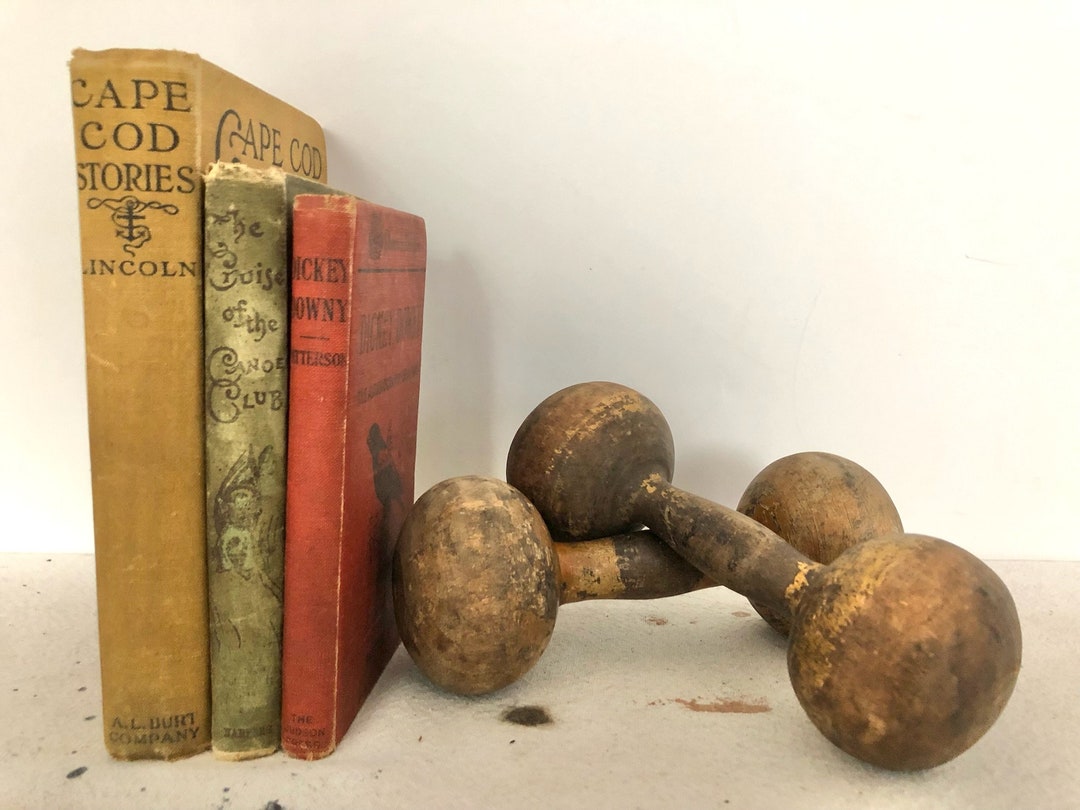 Antique Wood Dumbbell Barbell Vintage Wooden Dumbbells Vintage Wooden ...