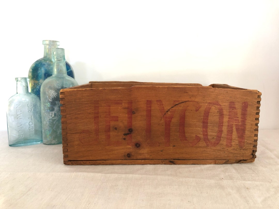 Vintage Jellycon Finger Joint Box - Burnham's Jellycon Small Wood ...