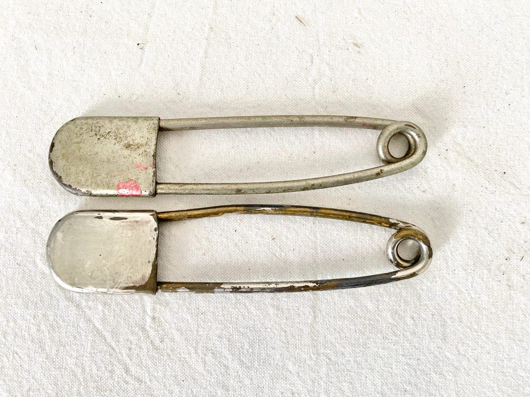 Vintage Large Metal Safety Pin - Lot of 2 - Oversized Pin - Repurpose ...