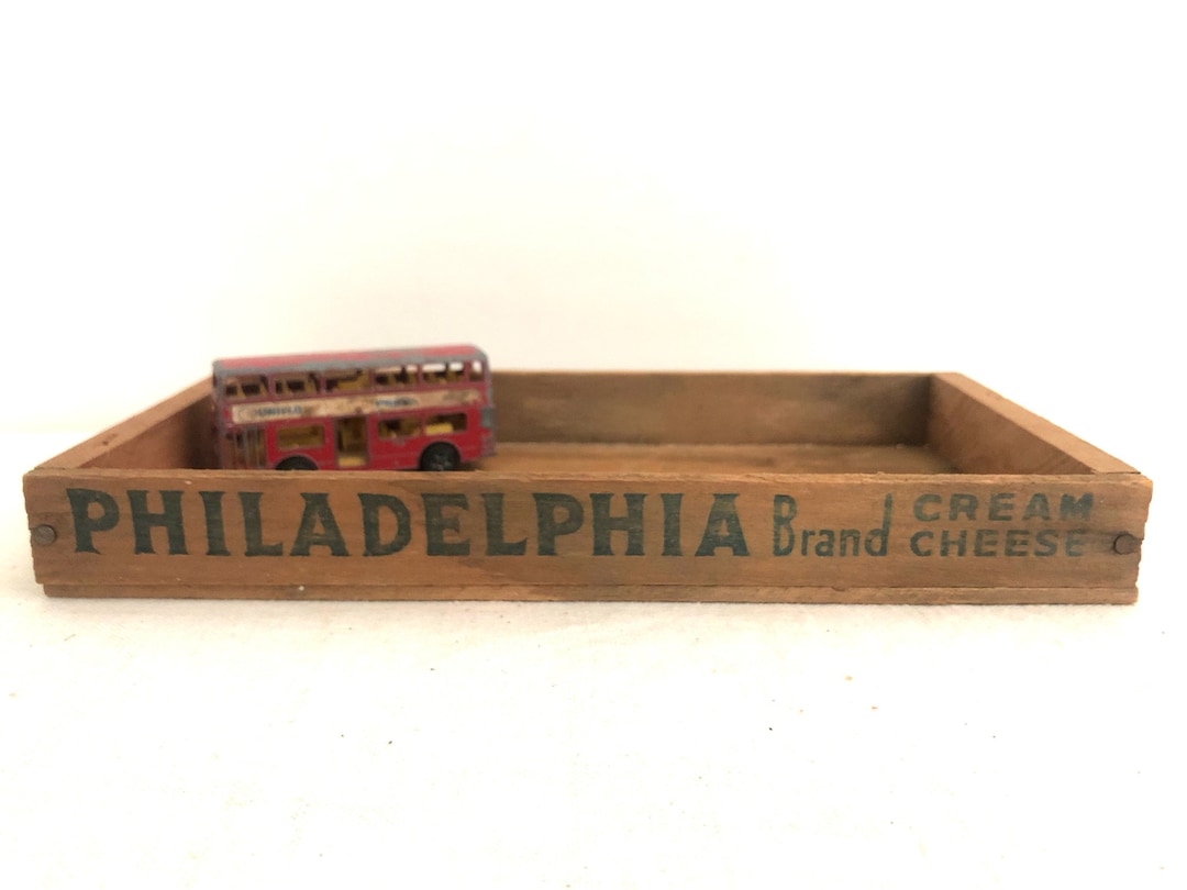 Cheese Box Vintage Philadelphia Cream Cheese Bar Small Shallow Wooden ...
