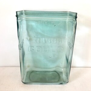 Vintage Gould Battery Jar Large Heavy Thick Glass Aqua Battery Jar ...